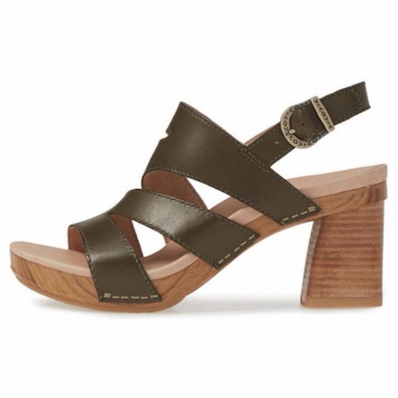 Dansko | Shoes | Dansko Ashlee Olive Leather Sandal Block Heel Size 4 ...
